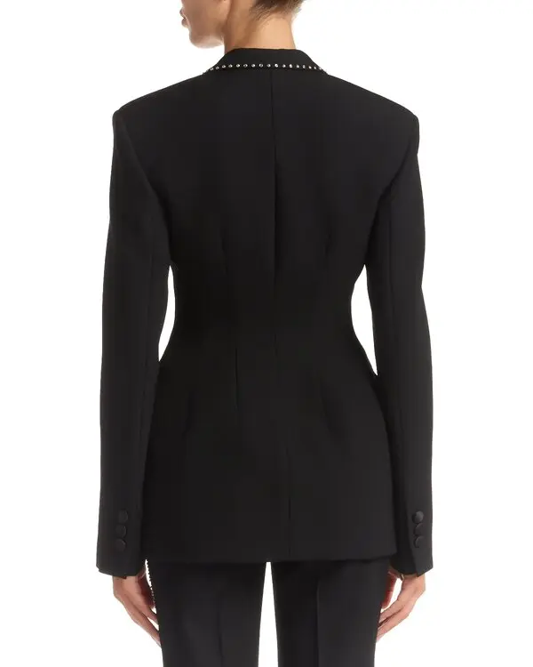 Versace Studded Peak Lapel Wool Blazer