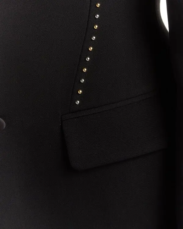 Versace Studded Peak Lapel Wool Blazer