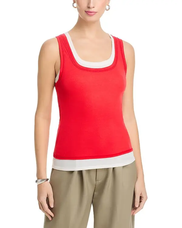 Aqua Double Layer Tank Top - Tomato/white