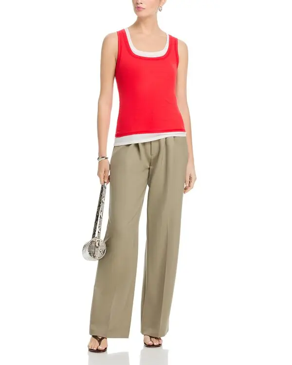 Aqua Double Layer Tank Top - Tomato/white