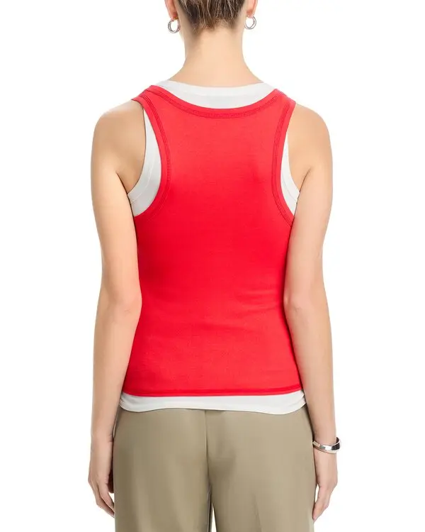 Aqua Double Layer Tank Top - Tomato/white