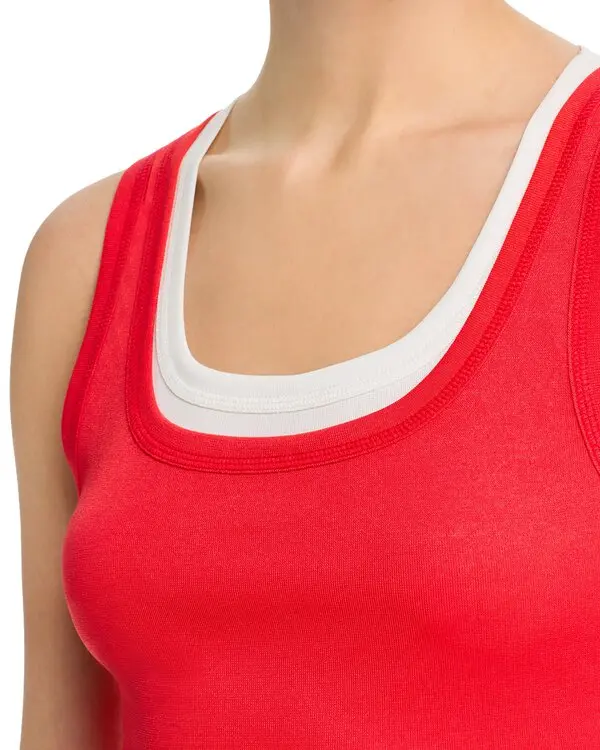 Aqua Double Layer Tank Top - Tomato/white
