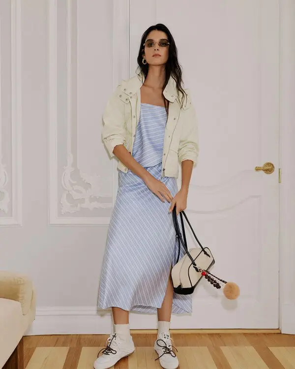 Aqua Stripe Slip Skirt
