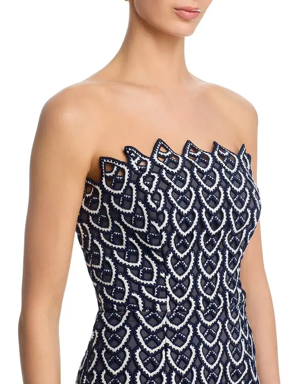 MILLY Kait Lace Midi Dress - Navy/white