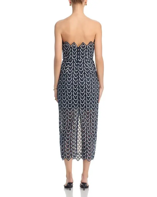 MILLY Kait Lace Midi Dress - Navy/white