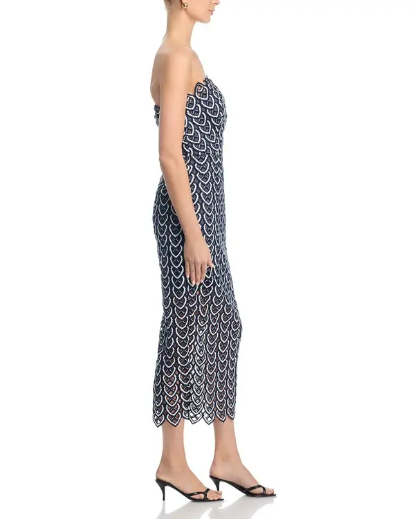 MILLY Kait Lace Midi Dress - Navy/white