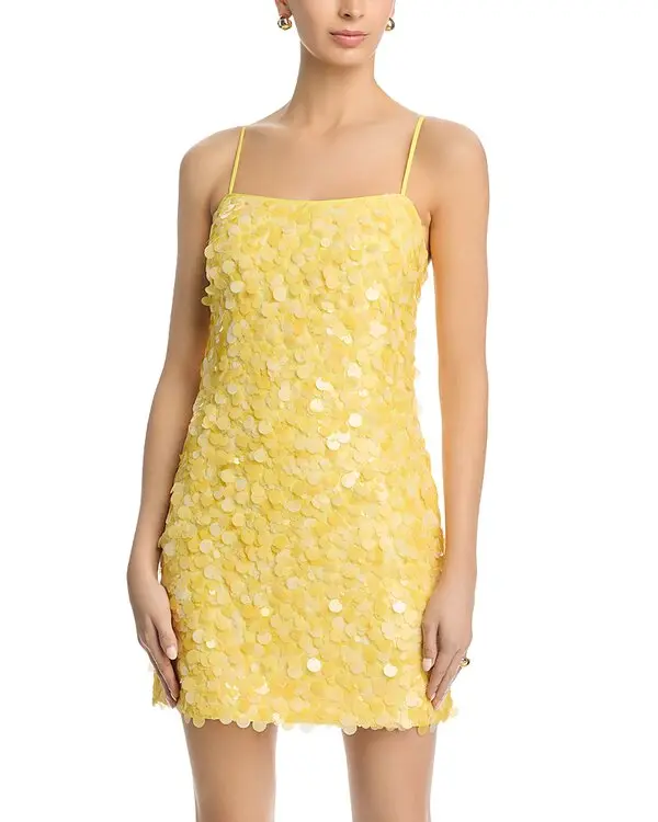 MILLY Colette Sequin Mini Dress - Yellow