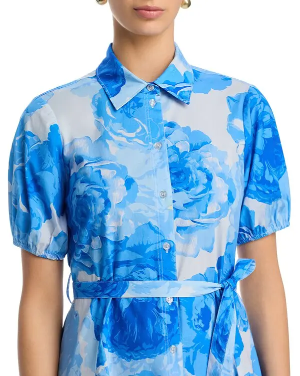 MILLY Juni Printed Poplin Dress - Blue Multi