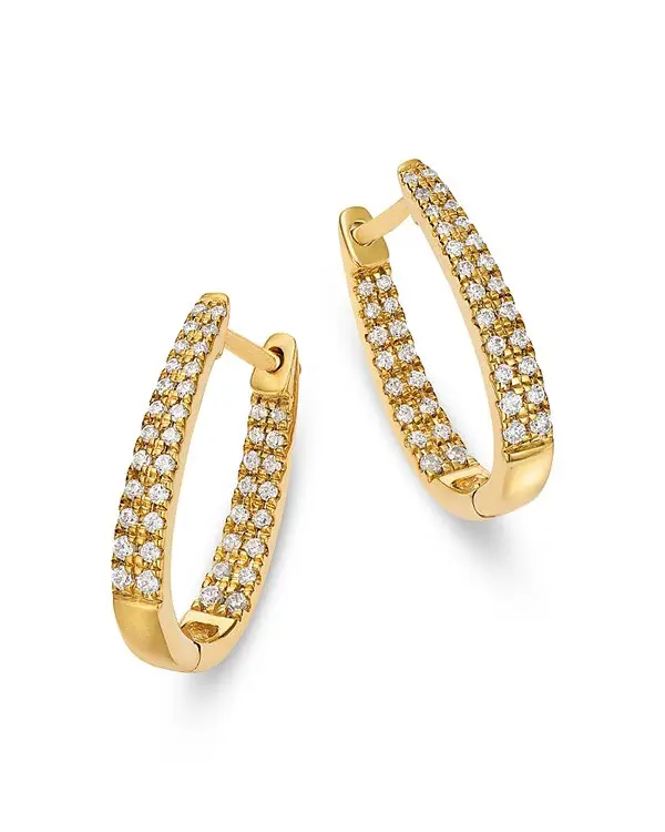 Bloomingdale'S Diamond Double Row Oval Hoop Earrings In 14k 0.50 Tcw - Yellow Gold