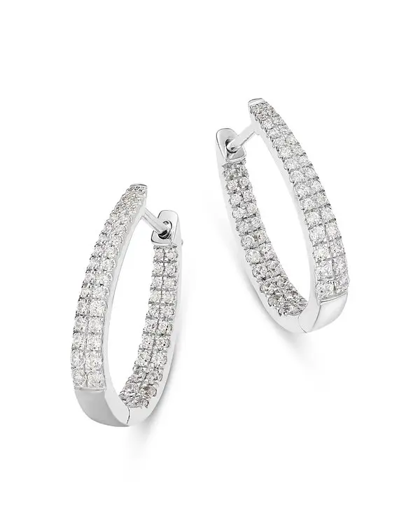 Bloomingdale'S Diamond Double Row Oval Hoop Earrings In 14k 1.0 Tcw - White Gold