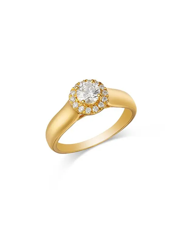 Bloomingdale'S Diamond Halo Engagement Ring In 14k Yellow 0.62 Tcw - Gold