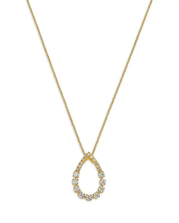 Bloomingdale'S Diamond Openwork Pear Pendant Necklace In 14k Yellow 0.32 Tcw - Gold