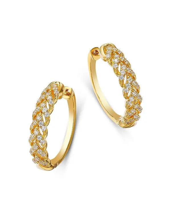 Bloomingdale'S Textured Diamond Huggie Hoop Earrings In 14k Yellow 0.48 Tcw - Gold