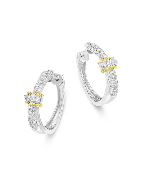 Bloomingdale'S Diamond Huggie Hoop Earrings In 14k Yellow & White Gold, 0.50 Tcw - White/gold