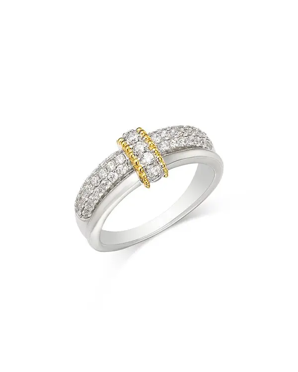 Bloomingdale'S Diamond Beaded Multirow Ring In 14k Yellow & White Gold, 0.5 Tcw - White/gold