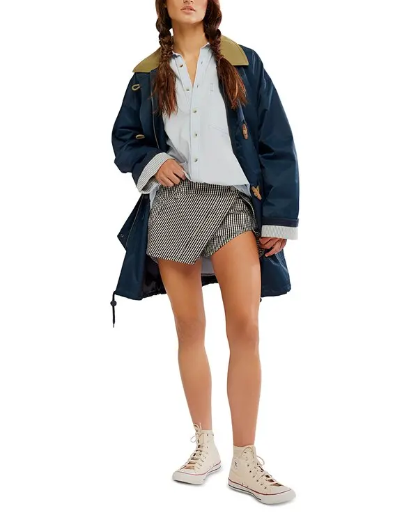 Free People Georgie Gingham Micro Skort - Black Combo