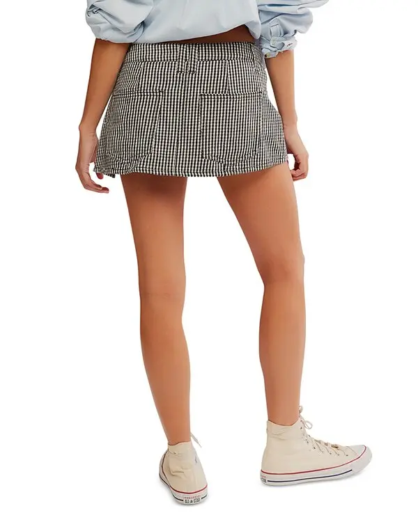 Free People Georgie Gingham Micro Skort - Black Combo