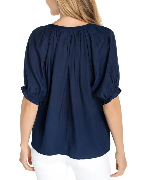 LIVERPOOL Short Sleeve Half Placket Woven Blouse