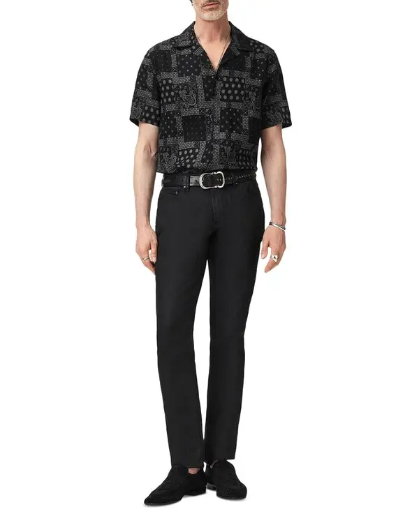 John Varvatos Dan Short Sleeve Camp Shirt - Black