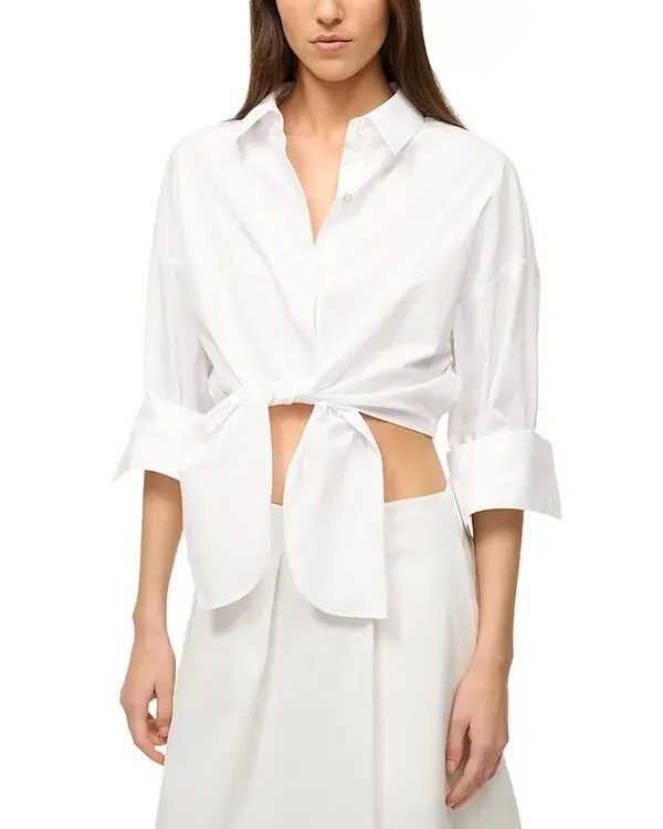 Staud Lisa Tie Front Top - White