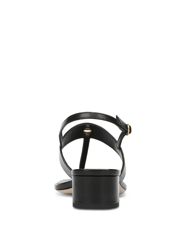 Veronica Beard Andie Leather Block Heel Thong Sandals - Black