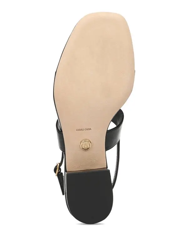 Veronica Beard Andie Leather Block Heel Thong Sandals - Black