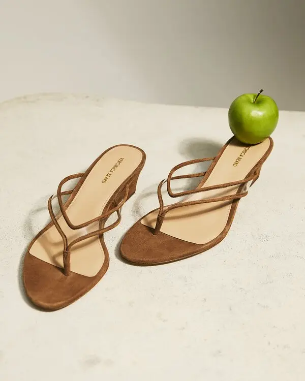 Veronica Beard Clea Wedge Sandals - Clear/chestnut