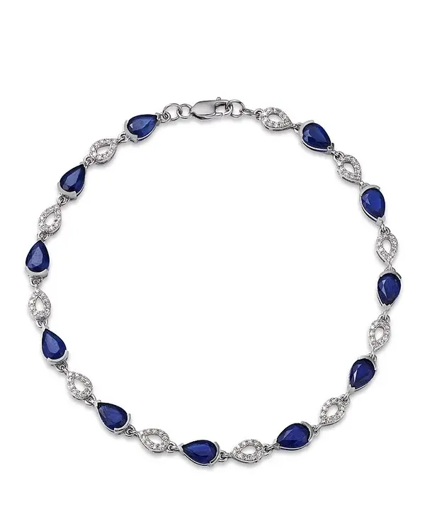 Bloomingdale'S Sapphire & Diamond Pear Tennis Bracelet In 14k - White Gold