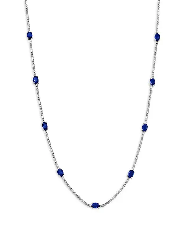 Bloomingdale'S Sapphire & Diamond Station Collar Necklace - White Gold
