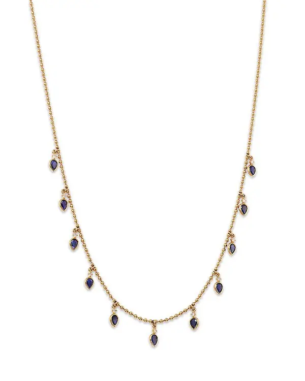 Bloomingdale'S 14k Yellow Sapphire And Diamond Droplet Station Necklace - Gold
