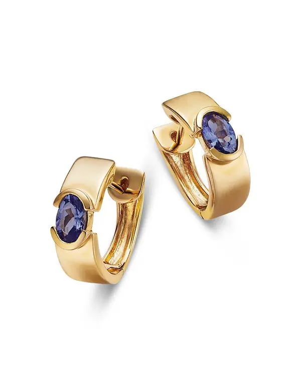 Bloomingdale'S 14k Yellow Tanzanite Huggie Hoop Earrings - Gold
