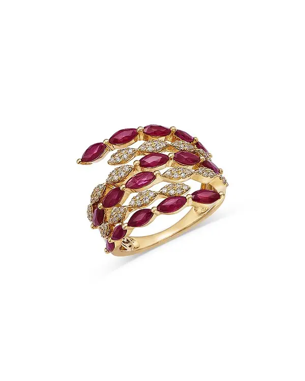 Bloomingdale'S Ruby & Diamond Multirow Ring - Gold