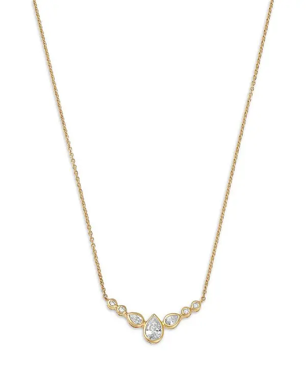 Bloomingdale'S Bezel Set Pear Shape Diamond Necklace In 14k Yellow 0.47 Tcw - Gold