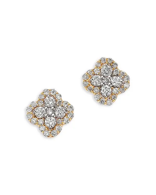Bloomingdale'S Diamond Clover Stud Earrings In 14k Yellow 0.25 Tcw - Gold