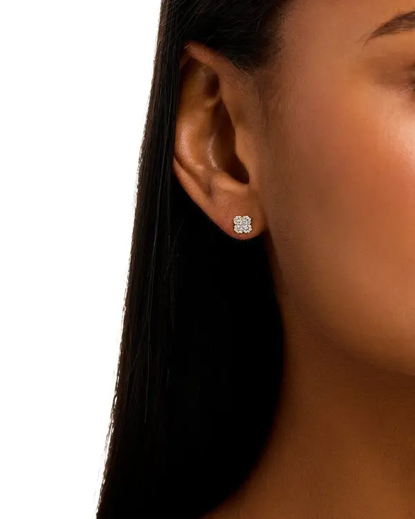 Bloomingdale'S Diamond Clover Stud Earrings