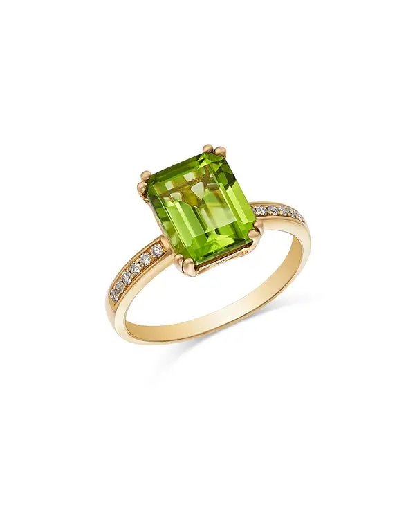 Bloomingdale'S 14k Yellow Peridot And Diamond Ring - Gold