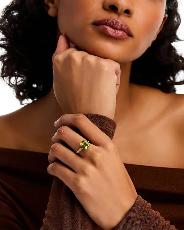 Bloomingdale'S 14k Yellow Peridot And Diamond Ring