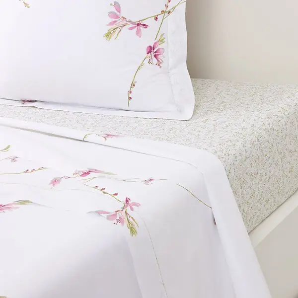 YVES DELORME Gaura Flat Sheet, King - Pink