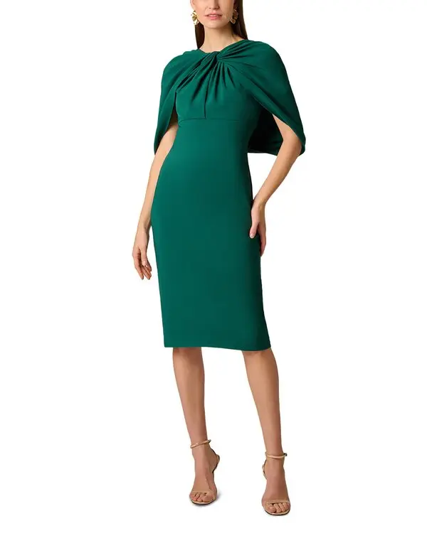 Aidan Mattox Crepe Cape Dress