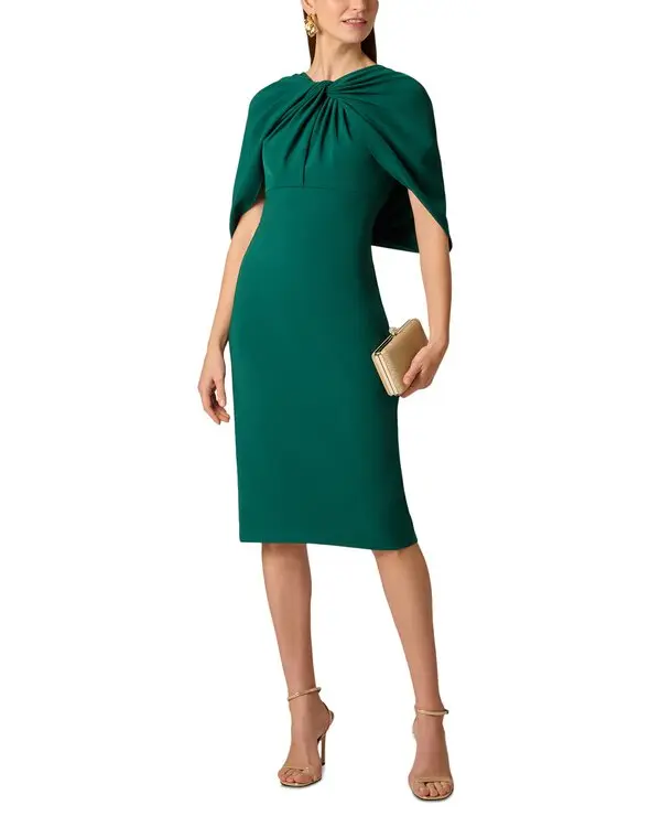 Aidan Mattox Crepe Cape Dress