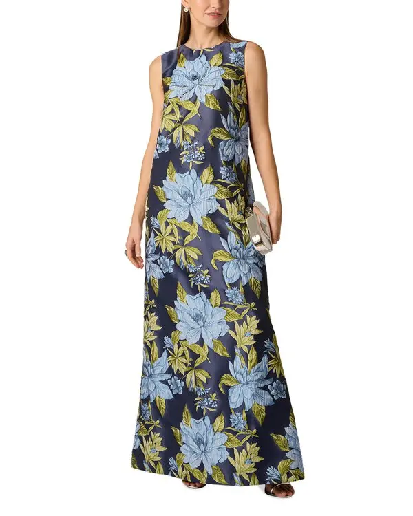 Aidan Mattox Floral Jacquard Trapeze Gown