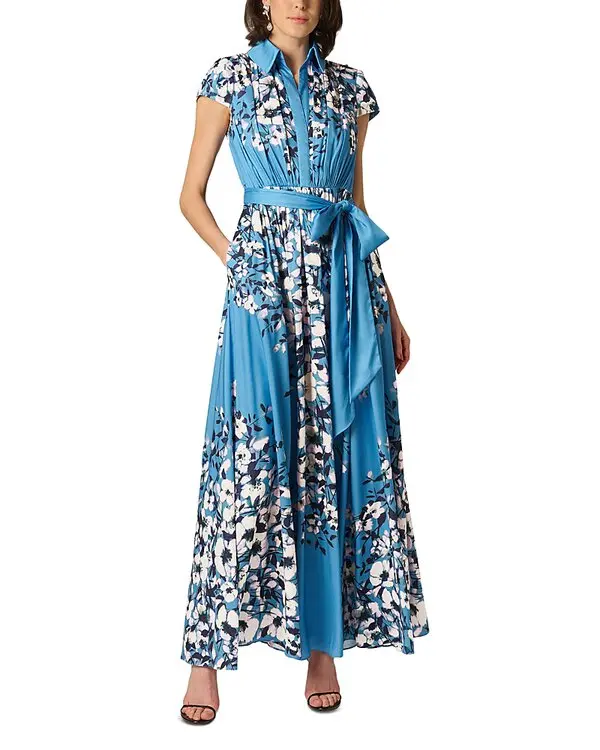 Aidan Mattox Printed Chiffon Long Dress