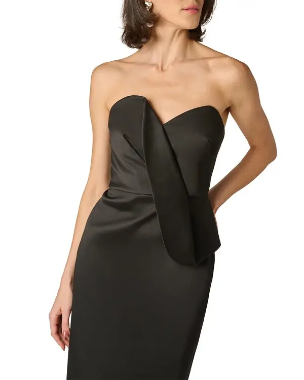 knee length dresses for ladies Aidan Mattox Women's Stretch Mikado Midi Sheath Dress - Black main image 1