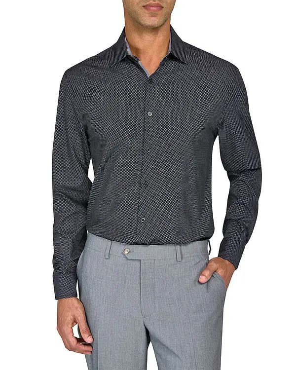 WRK Slim Fit Dot Performance Dress Shirt - Black
