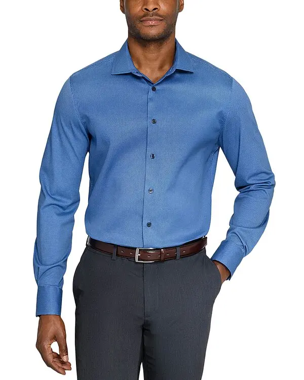 WRK Slim Fit Micro Geo Reworked Dress Shirt - Navy/ Blue