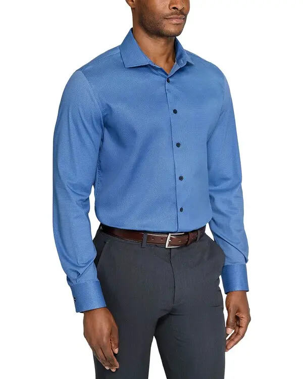 WRK Slim Fit Micro Geo Reworked Dress Shirt - Navy/ Blue