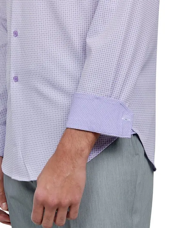 WRK Slim Fit Flower Geo Performance Dress Shirt - White/ Purple