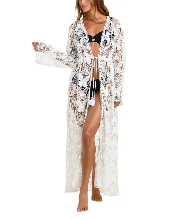 L'Agence Butterfly Crocheted Cover Up Robe