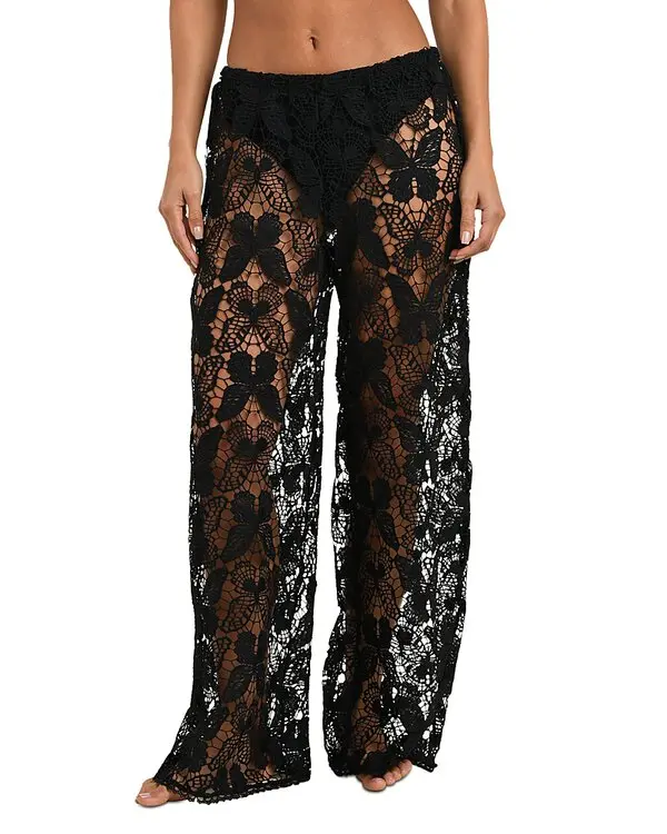 L'Agence Butterfly Crocheted Cover Up Pants - Black