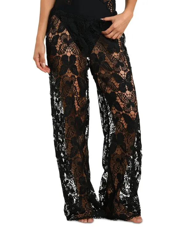 L'Agence Butterfly Crocheted Cover Up Pants - Black